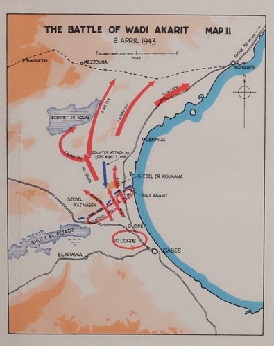 WW2 MAP/PLAN BATTLE OF WADI AKARIT 6th APR 1943 TROOP POSITIONS ...