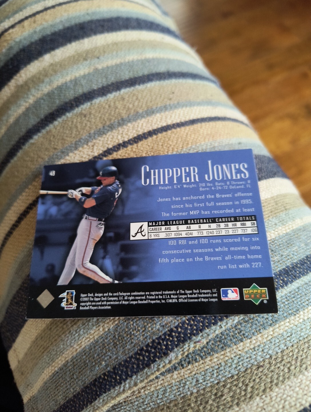 2002 Upper Deck Piece Of History - #49 Chipper Jones for sale online | eBay