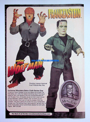 Wolf Man + Frankenstein Figures Universal Monsters 2010 Print Magazine ...