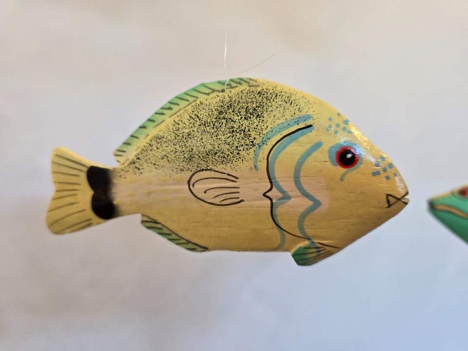 Wooden Reef Fish Hanging Mobile - Handmade and Hand Painted - Caribbean ...