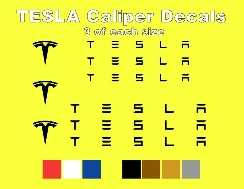 9 Black TESLA Brake Caliper Vinyl Decals Stickers Heat Resistant | eBay