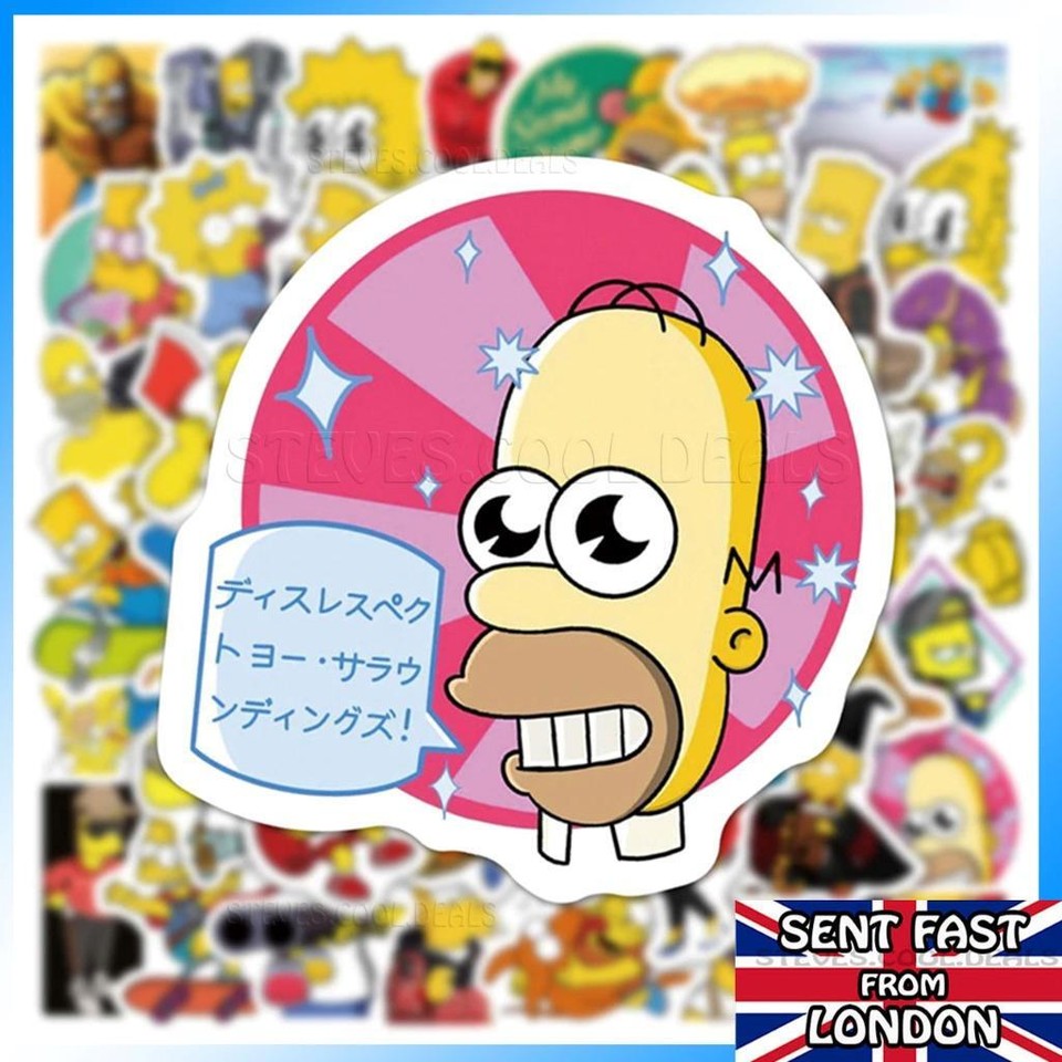 50 Simpsons Stickers Bart Waterproof Sticker Homer Marge Cartoon Peel ...