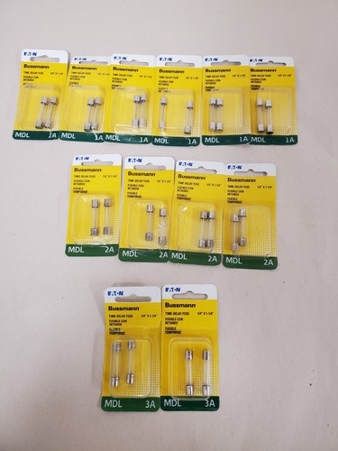 *NEW* BUSSMAN MDL Glass Tube Electronic Fuse Bundle - (6) 1A, (4) 2A ...