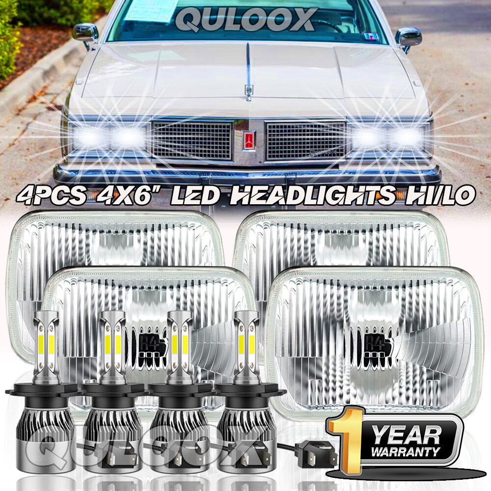 4Pcs 4x6 inch Square LED Headlights Hi/Lo Beam H4 For Oldsmobile ...