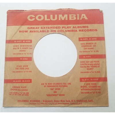 Columbia Records Company 45 RPM Record Sleeve Extended Play Albums ...
