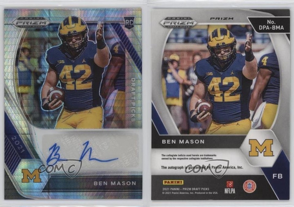 2021 Panini Prizm Draft Picks Hyper Ben Mason #DPA-BMA Rookie Auto RC ...