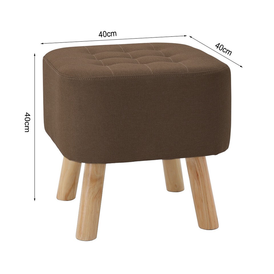 Linen Fabric Padded Large Footstool Footrest Square Pouffe Stool Solid ...