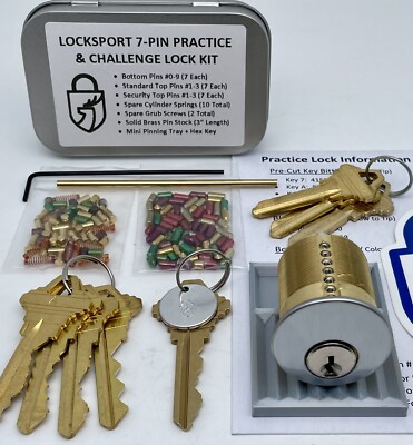 Locksport Premium SCHLAGE 7-PIN Practice Lock & DIY Challenge Lock Kit ...