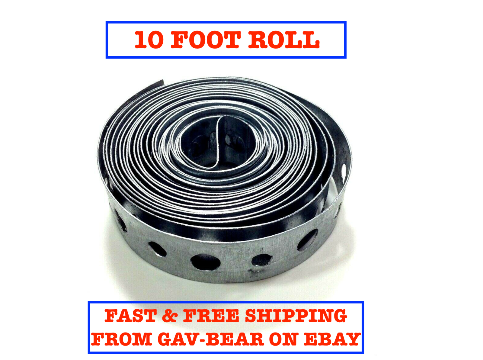 Plumbers Tape 10 ft Roll Metal Hanger Strap Perforated 28G Steel 3/4 ...
