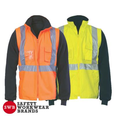 DNC Workwear Hi Vis "X" Back "4 in 1" Reversible Vest Jacket Reflective ...