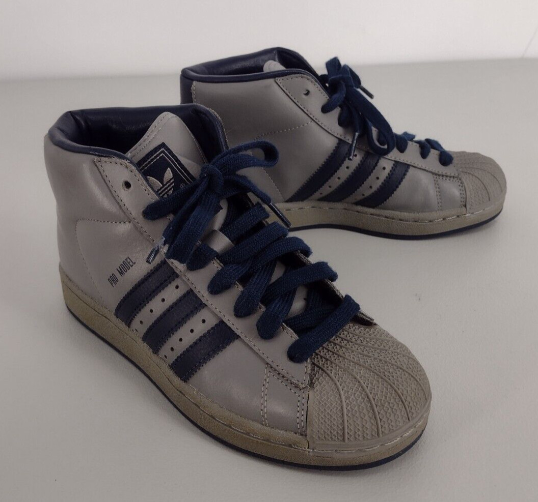 RARE Adidas Pro Model Gray Blue Hightop Shelltoe Snea… - Gem