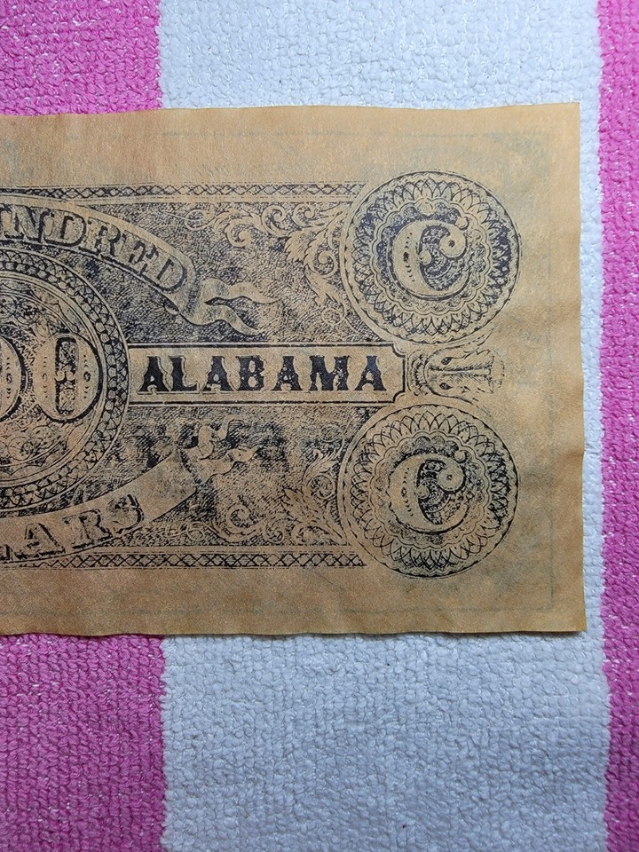 State of Alabama One Hundred Dollar Note 1864 Vintage Reproduction | eBay