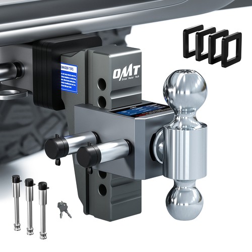 OMT 2.5" Receiver Adjustable Trailer Hitch 6" Drop Tow Hitch Ball Mount ...