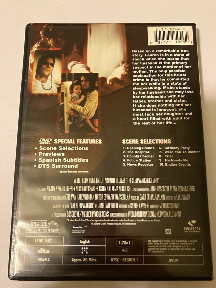 THE SLEEPWALKER KILLING DVD 1997 HILARY SWANK JEFFREY NORDLING CHARLES ...