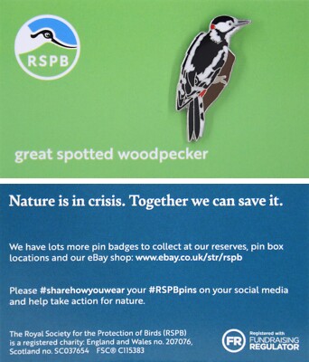 RSPB Pin Badge NIIC Great Spotted Woodpecker P03135 | eBay UK