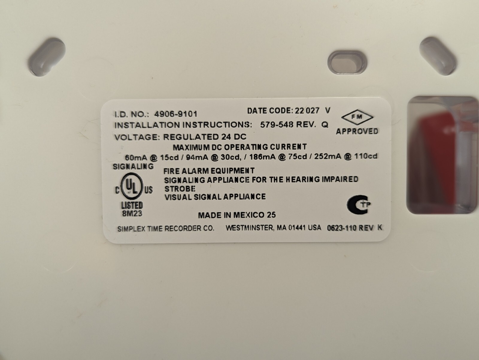 SIMPLEX 4906 TRUEALERT FIRE ALARM STROBES | eBay