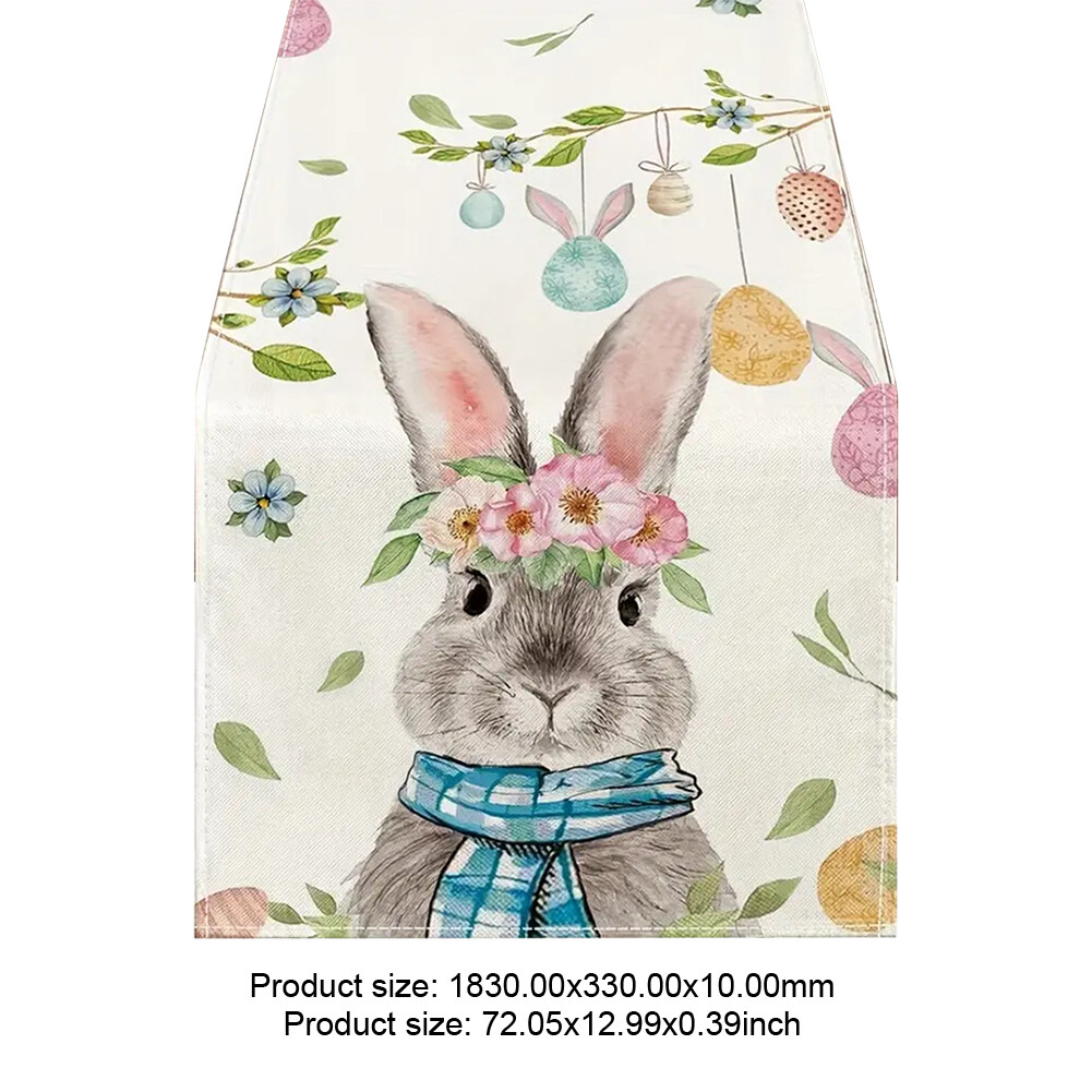 Easter Rabbit Rectangle Table Cloth Dining Tabletop Cover (White Scarf ...