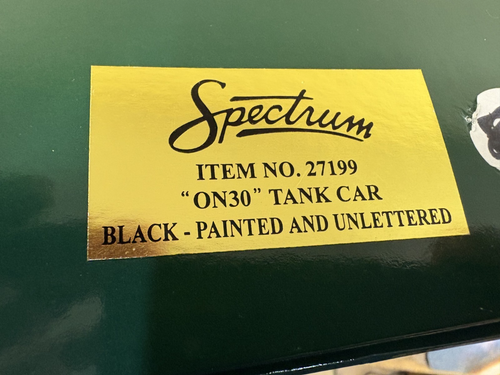 Bachmann Spectrum ON30 TANK CAR #27199 Black Painted Unlettered W/ Orig ...