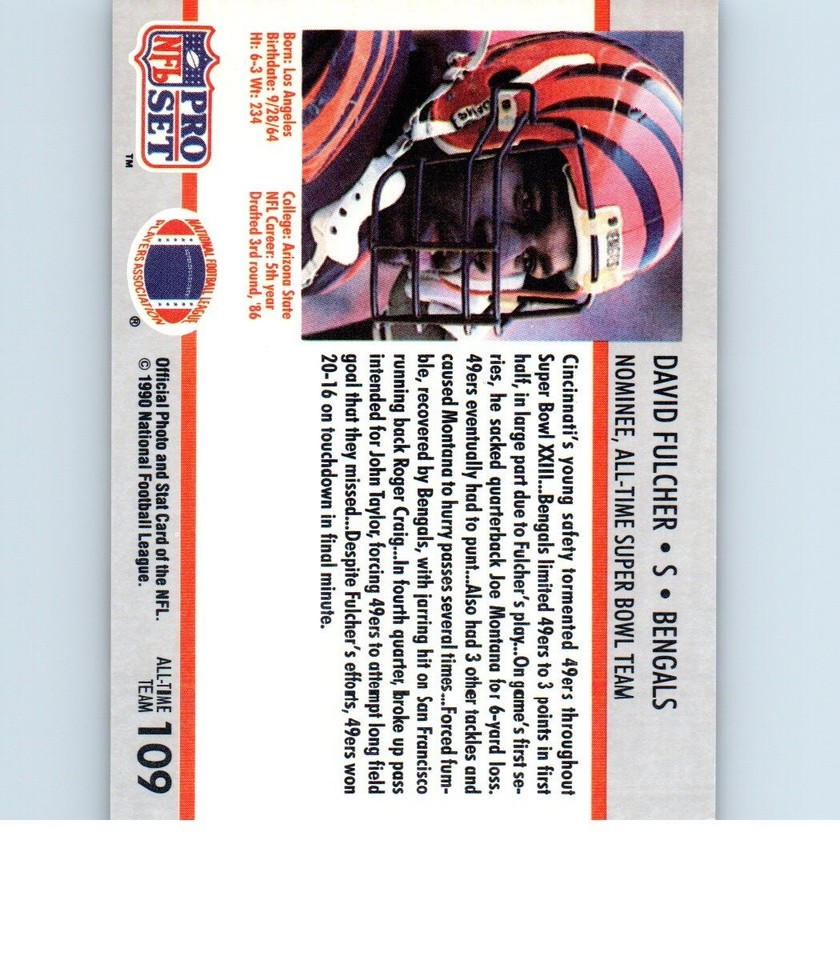 David Fulcher 109 Bengals 1990 PROSET NFL Football Trading Card | eBay