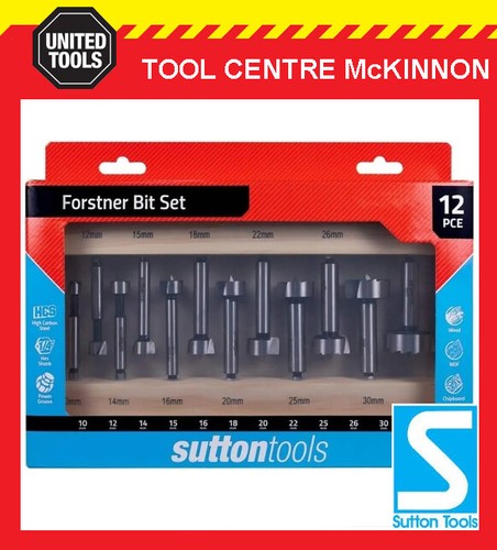 SUTTON TOOLS 12pce 10-35mm HCS TIMBER / WOOD FORSTNER BIT SET IN WOODEN CASE | eBay