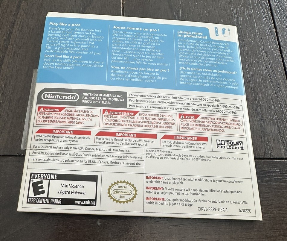 Wii Sports (Nintendo Wii) Soft Case- With Manual 45496362140 | eBay