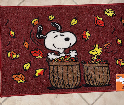 Peanuts Fall Accent Rug with Snoopy & Woodstock Autumn Floor Mat 20 X ...