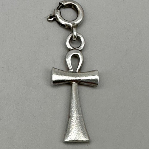 Ankh Cross Small Pendant Charm Sterling Silver Spring Clasp Attached ...