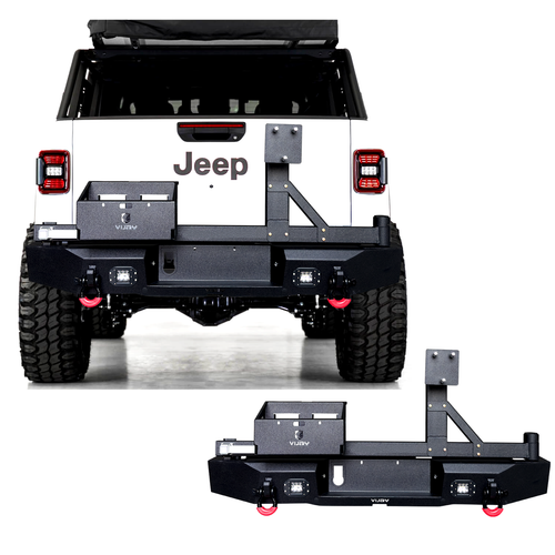 VIJAY For 2020-2024 Jeep Gladiator JT Rear Bumper with Spare Tire Rack ...