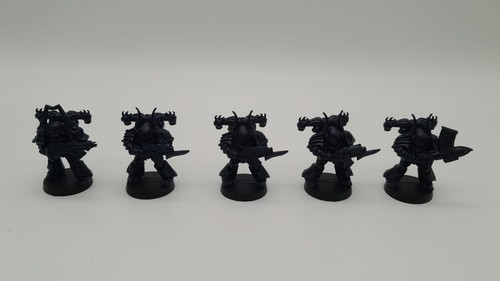 Starquest MB Original 4 x Chaos Space Marines 1 x Commander + Waffen ...