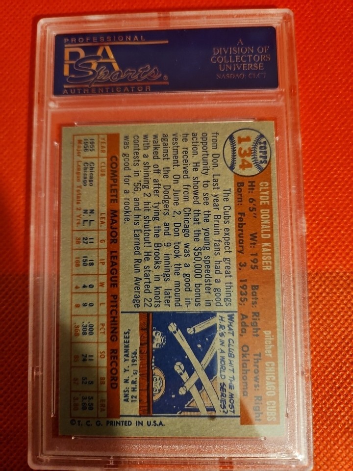 1957 Topps Baseball #134 Don Kaiser Cubs PSA 8 NM-MT | eBay