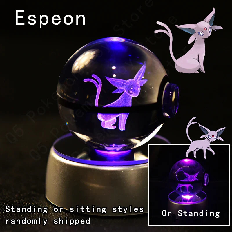 POKEMON 3D CRYSTAL BALL, WITH LED LIGHT BASE, Beautiful to make a gift ...