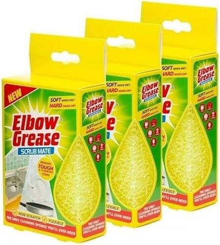 Elbow Grease (THREE PACKS) Travel Size Scrub Mate Sponge Yellow | eBay