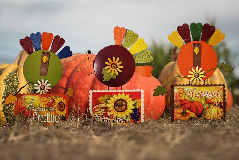 Thanksgiving Metal Turkey Hanging Door Sign Wall Decor Turkey Welcome ...