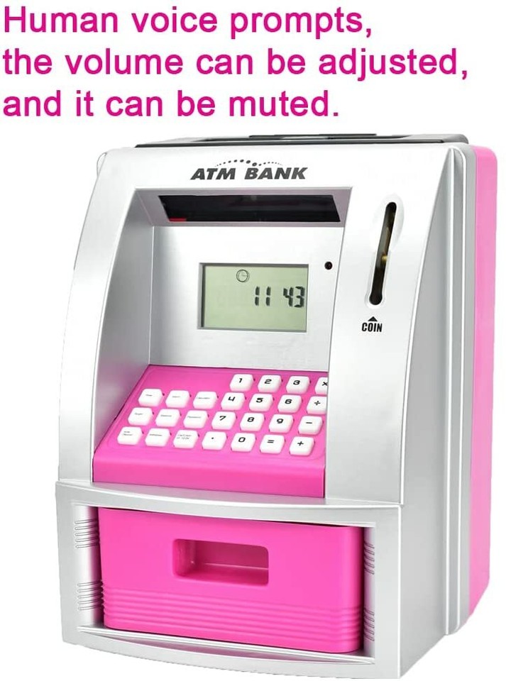 ATM Savings Bank for Real Money, Electronic Piggy Bank for Kids ...