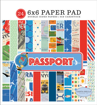 Carta Bella Paper PASSPORT Travel Theme 6x6 Scrapbook Paper Cardstock ...