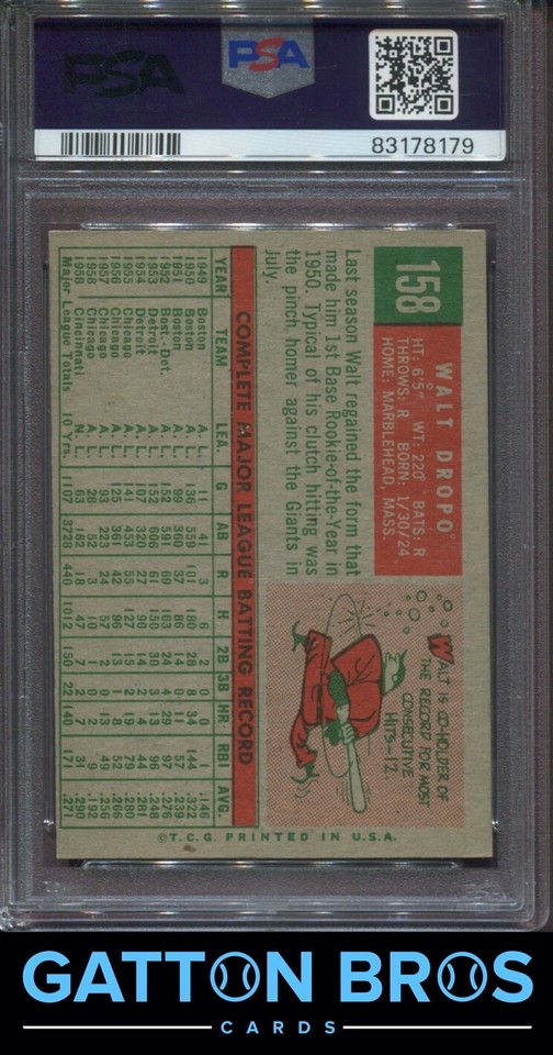 1959 Topps Walt Dropo #158 PSA 4 VG-EX | eBay