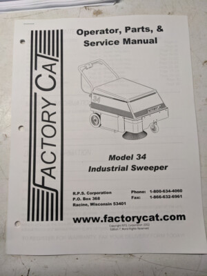 FACTORY CAT OPERATOR SERVICE PARTS LIST BOOK DIAGRAMS 34 MODEL SWEEPER ...