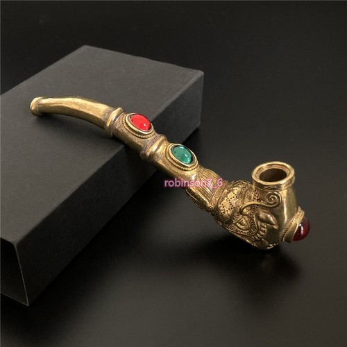 Handmade Carving Dragon Brass Metal Smoking Pipe Chamber Tobacco Herb ...