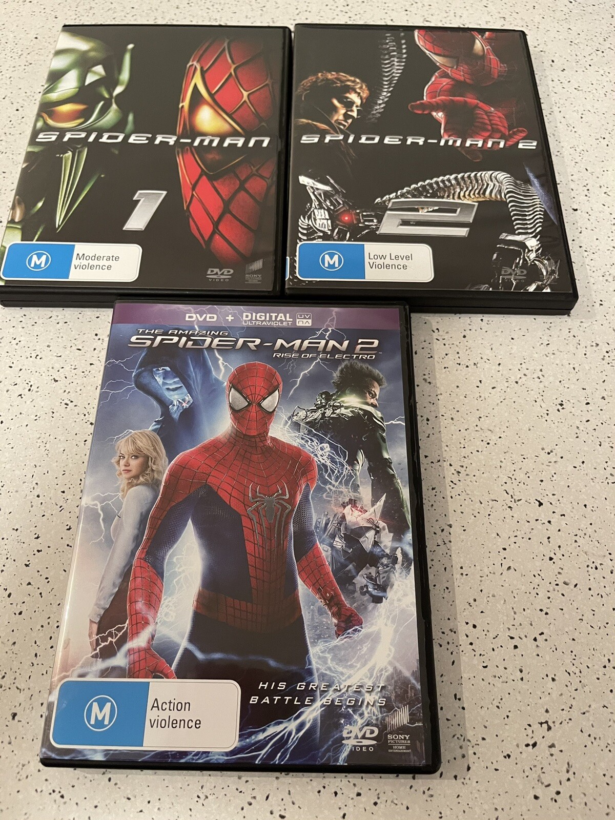 Spider-Man 1 & 2 (DVD, 2004) & The Amazing Spider-Man 2 Rise Of Electro ...