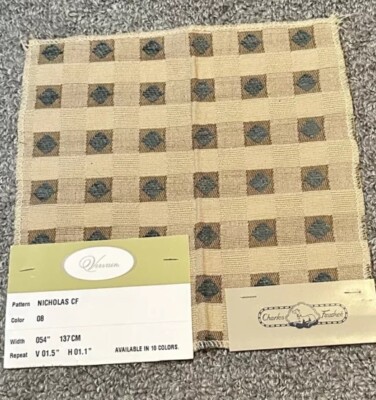 Vervain Charles Faudree Fabric Sample 8.5” Nicholas Geometric Checker ...