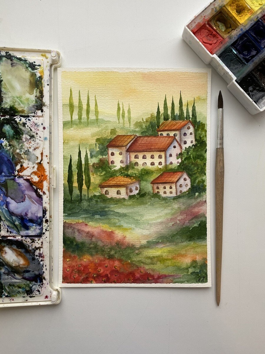Simple Watercolor Painting Of Italy Ravello, Sorrento Italy | ITALY