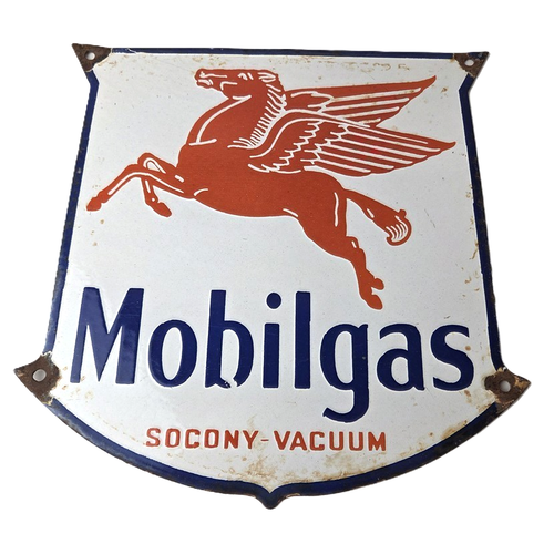 Vintage Mobil Pegasus Sign - Shield Porcelain Socony Sign | eBay