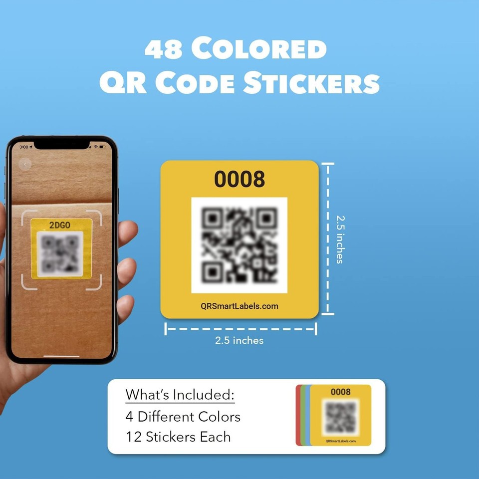 New QR Code Smart Labels | Color Coded Scannable 2.5 inch by Stickers ...