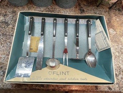 VINTAGE FLINT ARROWHEAD 1960’s 6 PC KITCHEN UTENSIL SET WITH RARE WALL ...