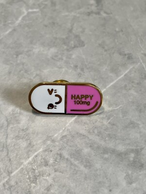 HAPPY PILL ENAMEL PIN MENTAL HEALTH BADGE PINS NEW UK 3cm MIND Be Kind ...