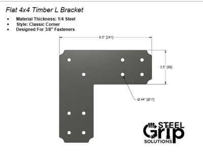 4X4, 90° L BRACKET, OPEN TIMBER TRUSS FRAMING BRACKET,1/4" THICK ...