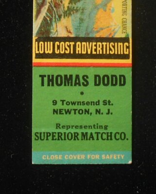 1940s Thomas Dodd Representing Superior Match Co. 9 Townsend St. Newton ...