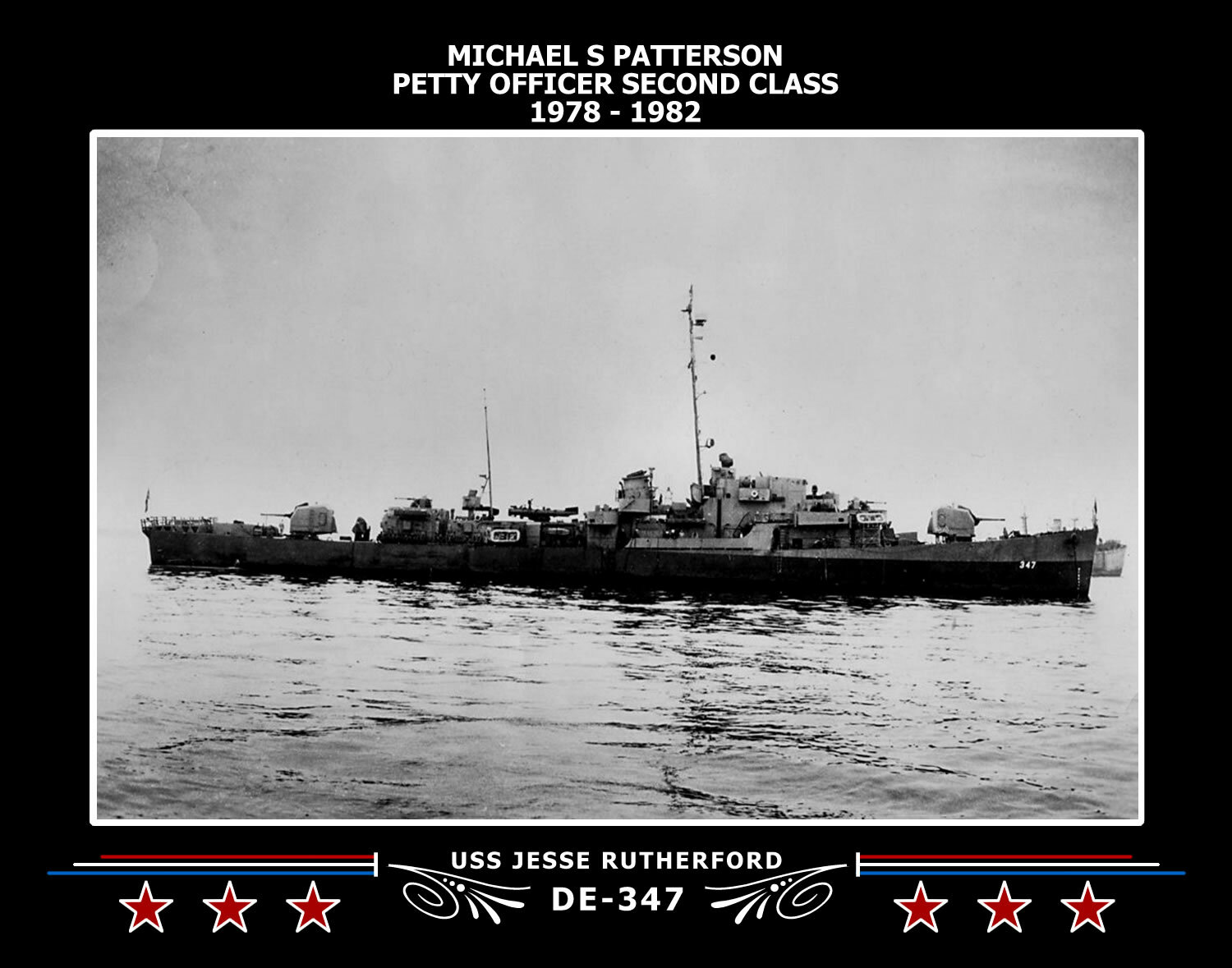 Navy Emporium USS Jesse Rutherford DE-347 Canvas Photo Print 261DE347 ...