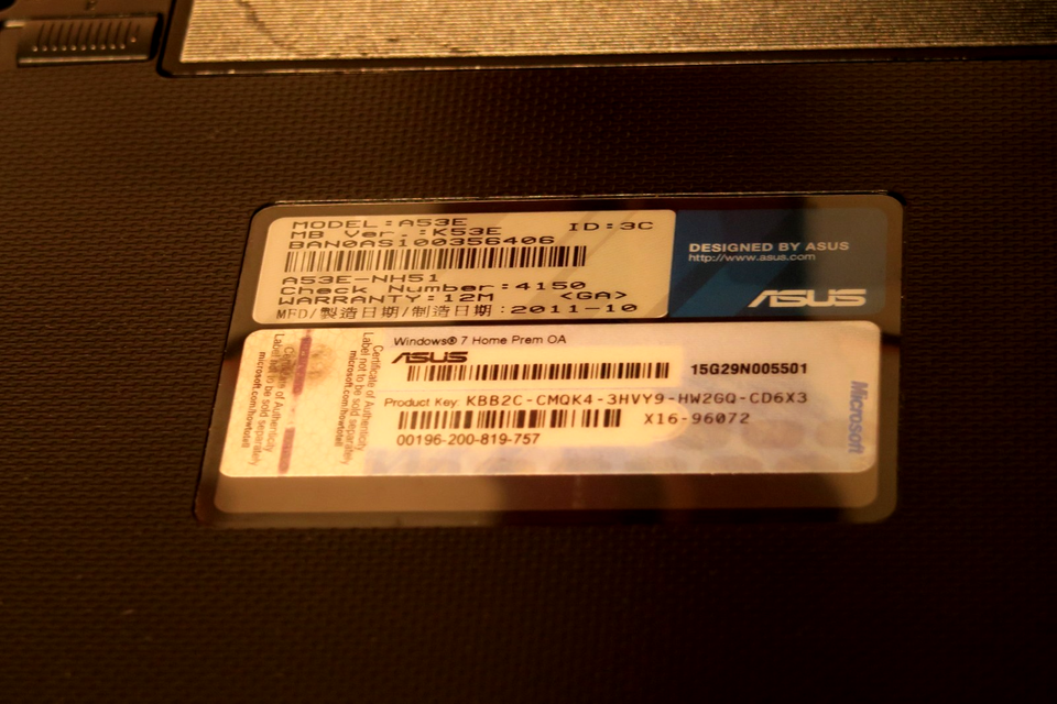 ASUS A53E LAPTOP COMPUTER 15.6" SCREEN INTEL i5-2439M, RAM 6.00Gb ...