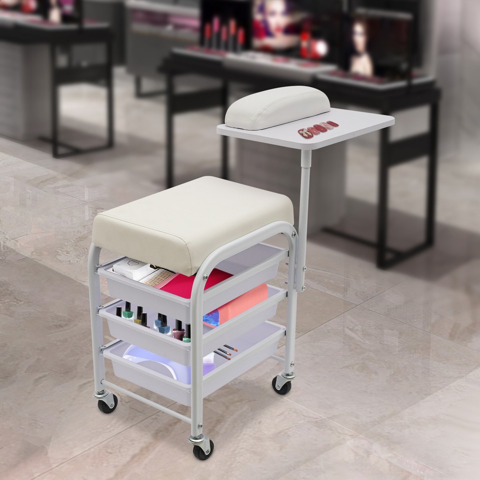 Mobile Beauty Salon Nail Cart With 3-tier Drawers 4 Universal Wheels ...